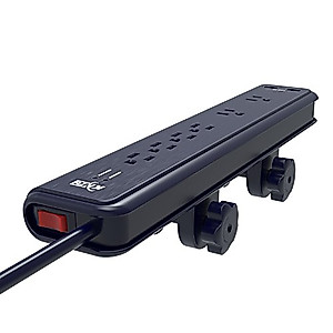 KMC 6-Outlet Surge Protector Power Strip Clamp Mount 7 Feet Cord with 2.4A 2-Port USB Charging Station …