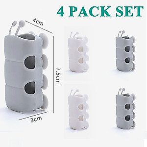 4 Pack Vacuum Suction Cup Shower Head Holders, Junvaia Silicone Strong Suction & Waterproof Showerhead Holder, Bathroom Handheld Shower Holder, Removable Wall Mounted Suction Bracket (2 White, 2 Grey)