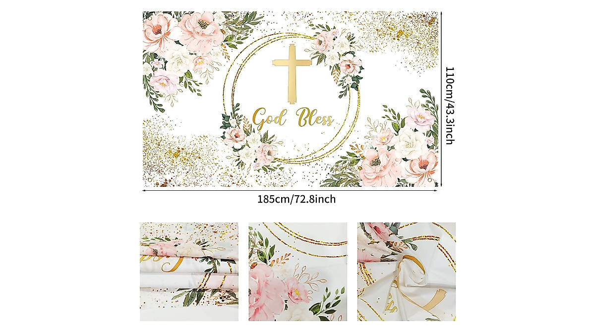 Baptism Decorations for Girls God Bless Party Decorations Floral God ...