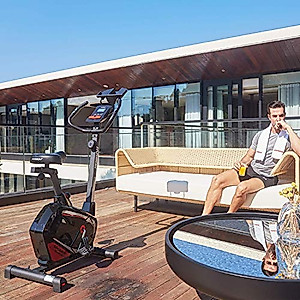 HARISON Exercise bike Stationary with 2 in 1 Table Holder, Magnetic Upright Bike Indoor Cycling Bike for Home 350 lbs Capacity (Wider Seat)