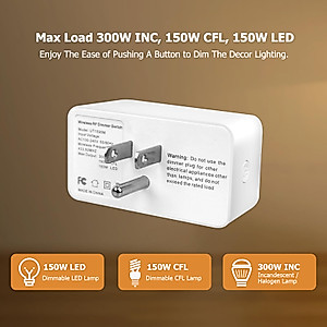 GMY Plug in Dimmer Switch for Lamp with Timer, Remote Control Indoor Dimmer for String Lights, Outlet Used for Dimmbale Patio Lights, 100ft RF Range, FCC Certified, Input AC100-240V