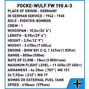 COBI Historical Collection WWII FOCKE-WULF FW 190 A-3 Plane, Small
