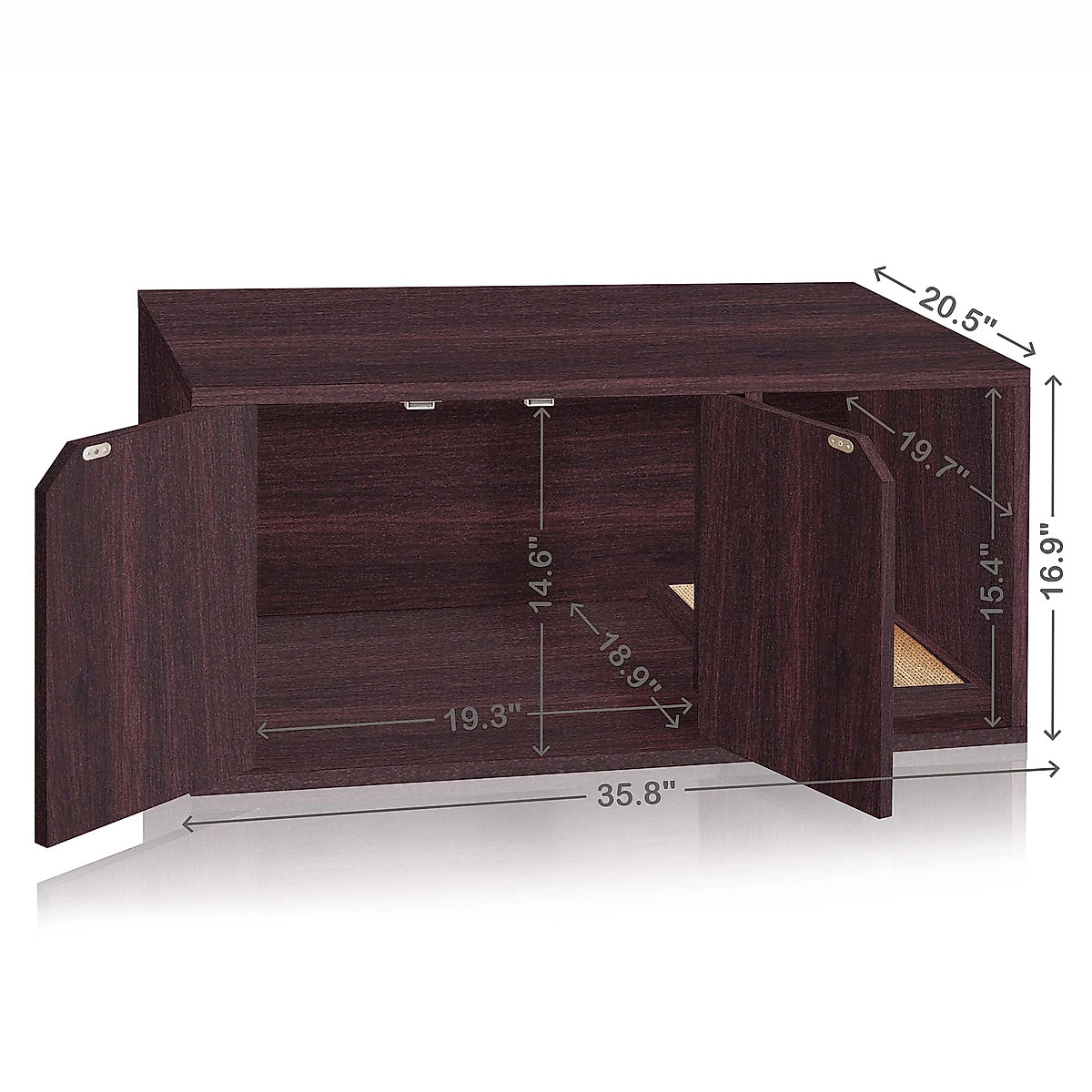 WAY BASICS Cat Litter Box Enclosure Hidden Furniture (Scratch Pad Included)