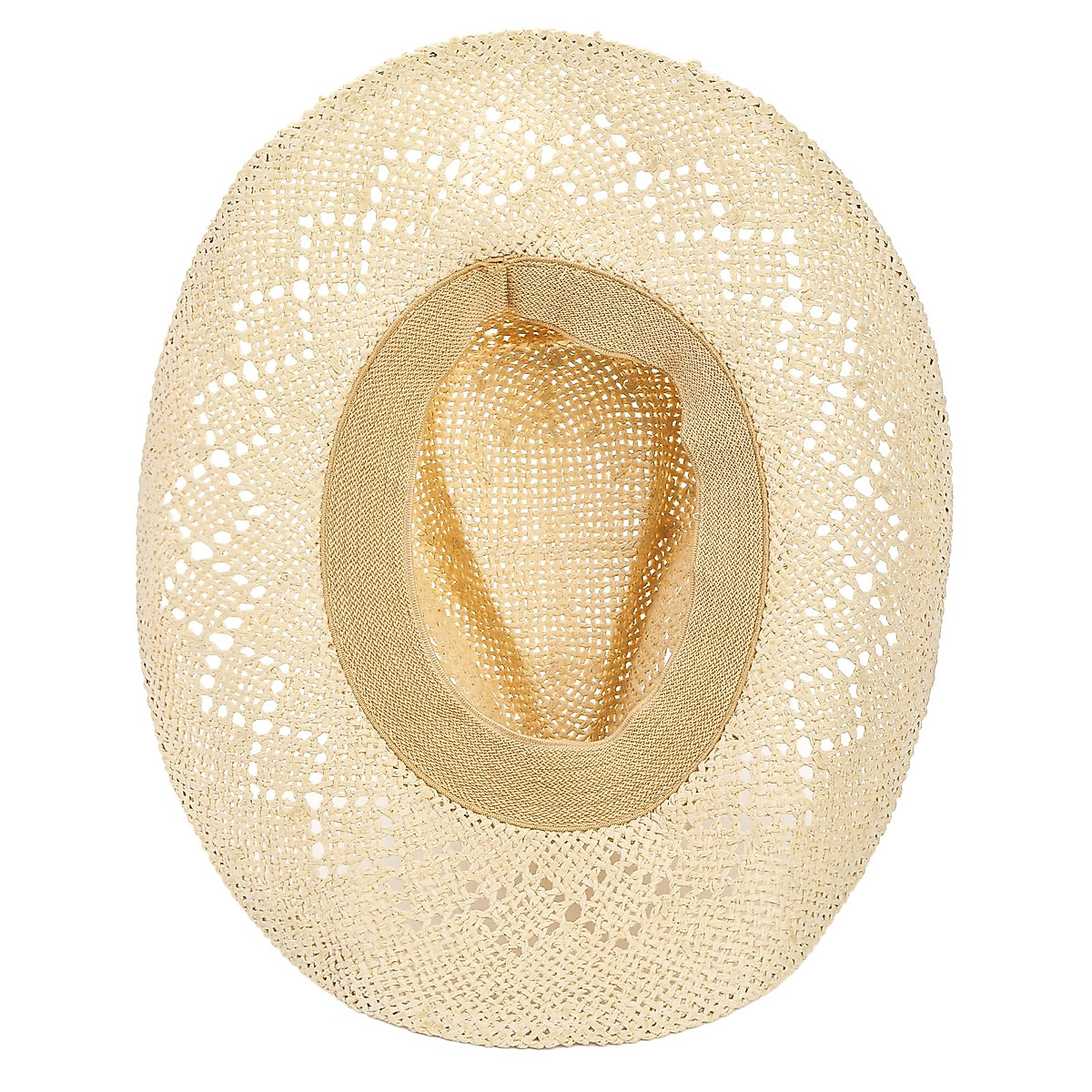 Hiceeden Straw Beach Cowboy Hat for Women, Western Cowboy Hat with Shapable Brim, Woven Sun Hat with Beaded Chain for Men, Beige