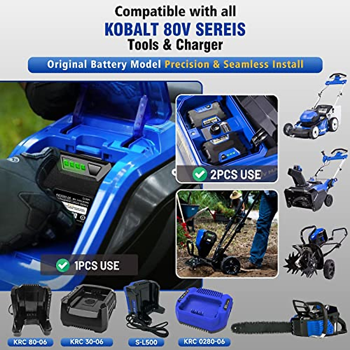 【Upgrade for Koablt 80V】 3.0Ah Replacement Battery for Kobalt 80V MAX Lithium-Ion Battery KB2580-06 KB680-06 KB280-06 2910303-RC for Cordless Power Tool High Capacity(NOT for GREENWORKS/POWERWORKS)