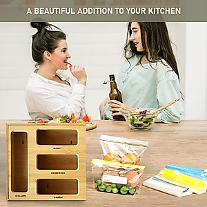 NADZ STORAGE Ziplock Bag Organizer plastic bag organizer for kitchen storage, 4 in 1 foil and plastic wrap organizer Compatible with Gallon, Quart, Sandwich & Snack