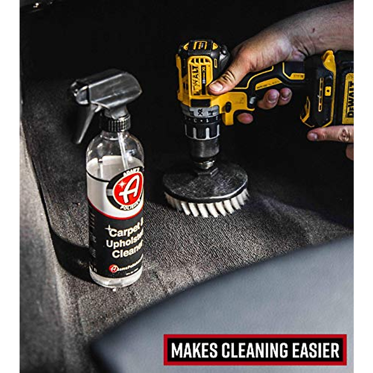 Adam's Carpet Drill Brush Combo - A Cleaning Tool Attachment for Scrubbing/Cleaning Carpet, Upholstery, Leather Seats & Chairs, Floor Mats, Trunk, Furniture, Interior Boat, RV & Car Accessories