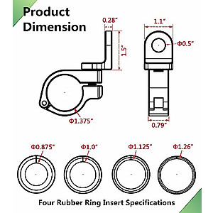 ATV Whip Light Mount, Sturdy Aluminum Alloy Whip Flag Mount, 360° Rotating Adjustable Light Bar Mount for ATV Motorcycle 0.75"/0.875"/1"/1.125"/1.26"/1.375" Tubular Bars and Handlebars (1 pc Black)
