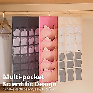 Teatalk Hanging Closet Organizer, Durable Storage with 36 Mesh Pockets and Rotating Metal Hanger, Double-Sided Shelf Wardrobe Bag, Pink (HCO02S36F)