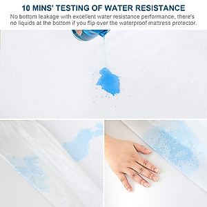 Full Size Mattress Protector Waterproof, Full Size Mattress Cover Breathable Cotton Terry with Waterproof TPU Layer Fitted 14'' Pocket, Noiseless Cotton Terry Mattress Cover Full Size