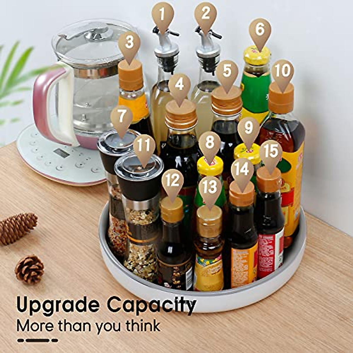 LAMY Lazy Susan Organizer Kitchen Organization, 2 Pack 10 Inch Lazy Susan Turntable for Cabinet, Pantry, Refrigerator and Table, Black