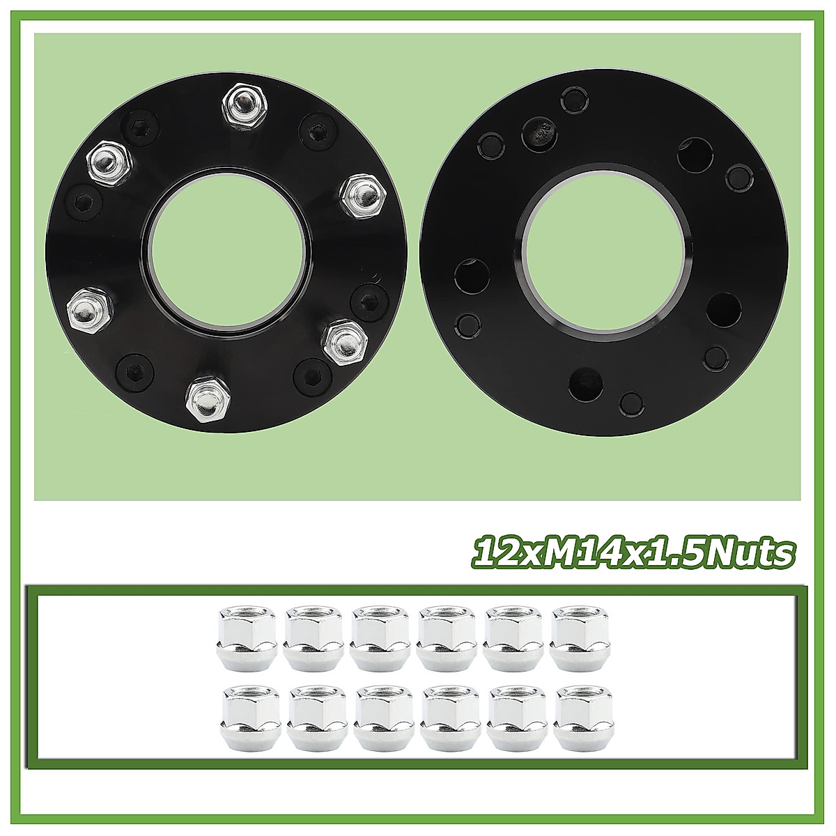 YIZBAP 5x5 to 6x5.5 Wheel adapters, 2 inch 5x127mm to 6x139.7mm Wheel adapters 78.1mm Hub bore with 14x1.5 Thread Pitch (Black)