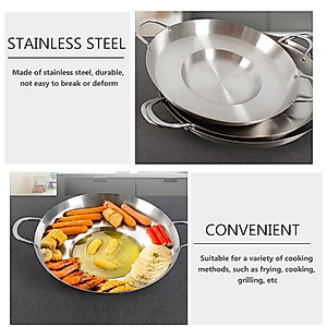 DOITOOL Flat Frying Pan Stainless Steel Comal Frying Bowl Comal Convex Cookware Stir Fry Pan Outdoors Heavy Duty Acero （ 38cm ） Mexican Discada Pan