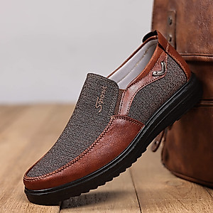 COSIDRAM Mens Loafer Casual Shoes Canvas Lightweight Driving Travel Walking Shoes Soft Slip on Brown 9.5