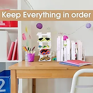 Jetec 4 Pcs Acrylic File Organizer Desk 4 Sections File Sorter Envelope Vertical Acrylic File Holder Book Paper Storage Divider for Office Supplies (White)