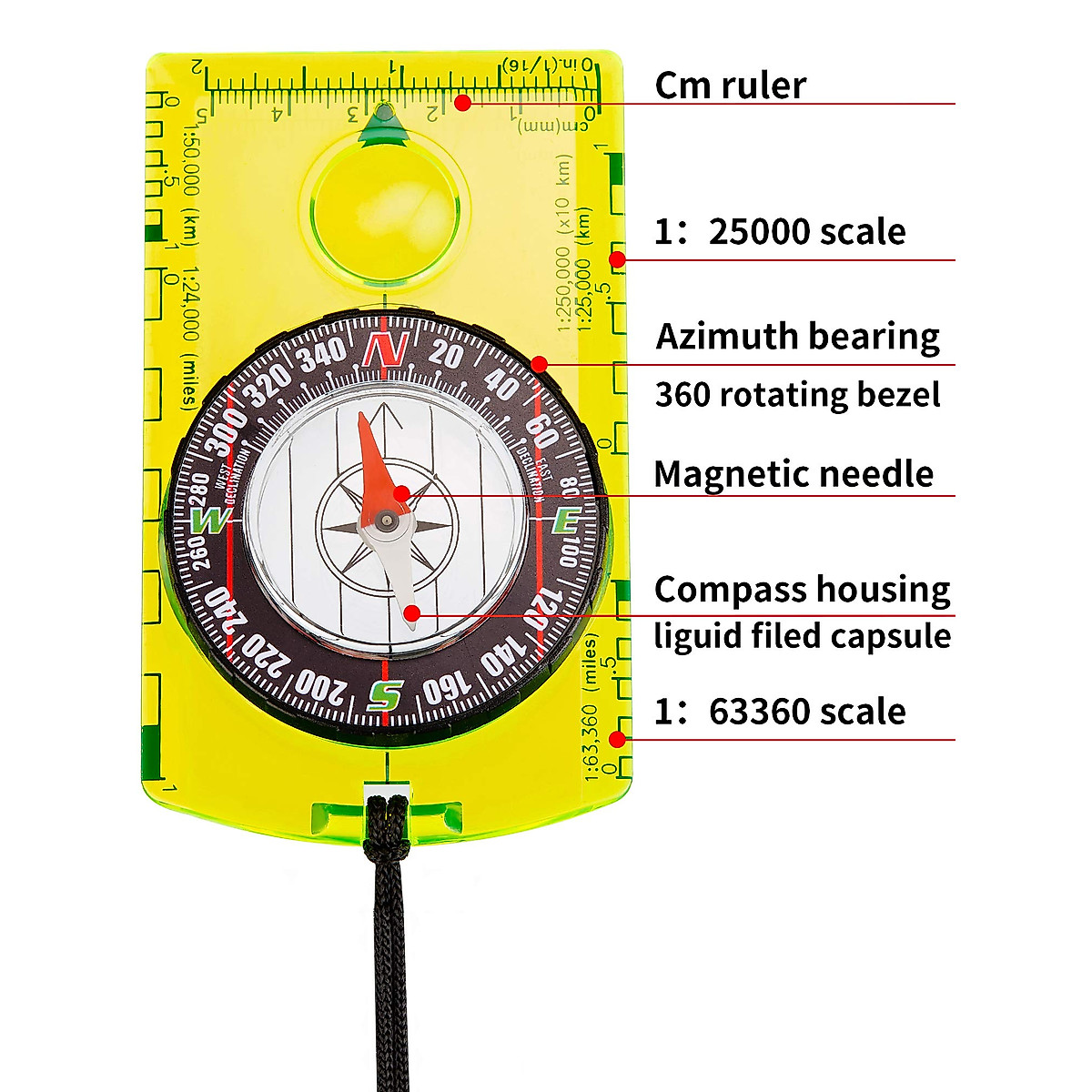 Gejoy 6 Pieces Navigation Backpacking Compass Orienteering Hiking Compass Map Reading Compass for Scout Kids Outdoor Camping (Style 1)