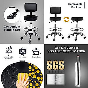 OmySalon Drafting Chair,Ergonomic Office Desk Chair with Back Support,Tall Adjustable Rolling Stool with Footrest & Thick Seat Cushion,Computer Chair for Salon Medical Spa Home Bar Kitchen Studio