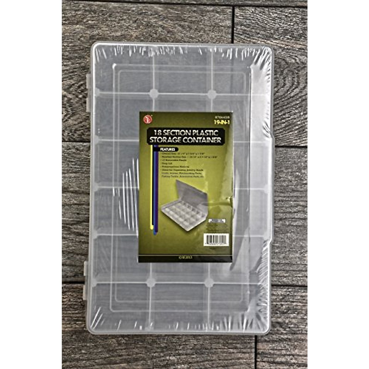 SE Large Plastic Translucent Storage Container with 18 Adjustable Sections - 87064DB