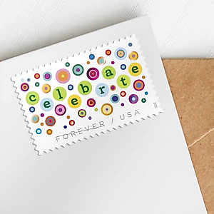 US Postal Let's Celebrate Forever First Class Postage Mailing Stamps for Invitation Wedding Celebration Party Love Valentines Graduation Announcement RSVP Scott 5434 (2 Sheet of 20) - TZ Envelope