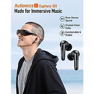 Audiovance 2 Sets Earbuds SPEU 301, True Wireless Headphones Bluetooth 5.2 Earphones, Euphony 301 for Immersive Music, Speed 301 for Workout, Premium Sound, Clear Calls, Waterproof.