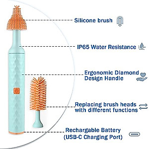 Electric Bottle Cleaning Brush, Baby Bottle Brush Cleaner Water Bottle Cleaning Kit, Nipple Brush Pacifier Cleaner Straw Cleaner Brush for Newborns,4 Packs Set