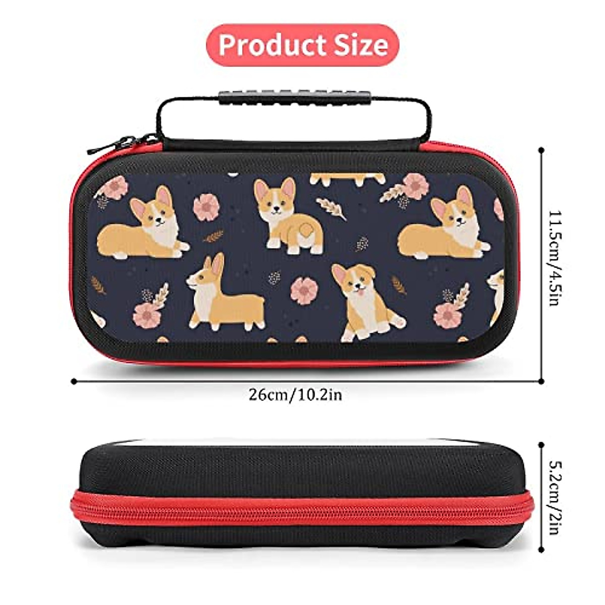 AoHanan Welsh Corgi Cartoon Switch Carrying Case Compatible with Switch Game Case with 20 Games Cartridges Hard Shell Travel Protection Case for Console & Accessories