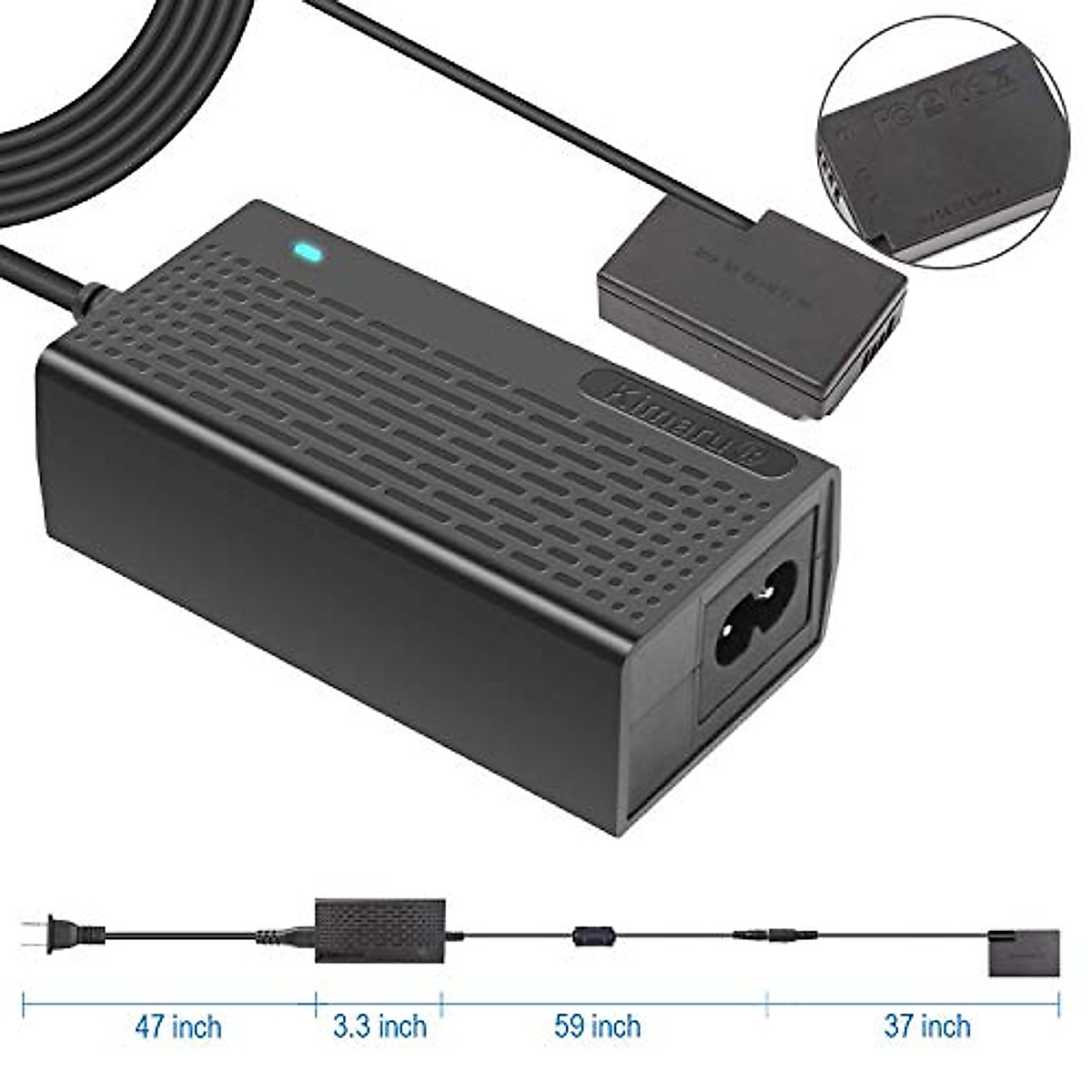 Kimaru ACK-E18 DR-E18 DC Coupler LP-E17 Dummy Battery AC Power Adapter Kit for Canon EOS Rebel SL2 SL3 T6i T6S T7i T8i 200D 200D II 250D 750D 760D 800D 77D 8000D Kiss X8i X9i X10 Cameras.