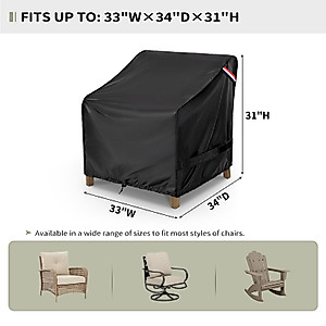 KylinLucky Patio Furniture Covers Waterproof for Chairs, Lawn Outdoor Chair Covers Fits up to 33 W x 34 D x31 H inches 2 Pack Black