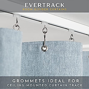 EverTrack Room Divider Curtains - Curtains for Ceiling Mounted Curtain Track to Create a Private Space or Divide a Room - Handcrafted in The USA - Icefall Blue, 120 W x 96 H