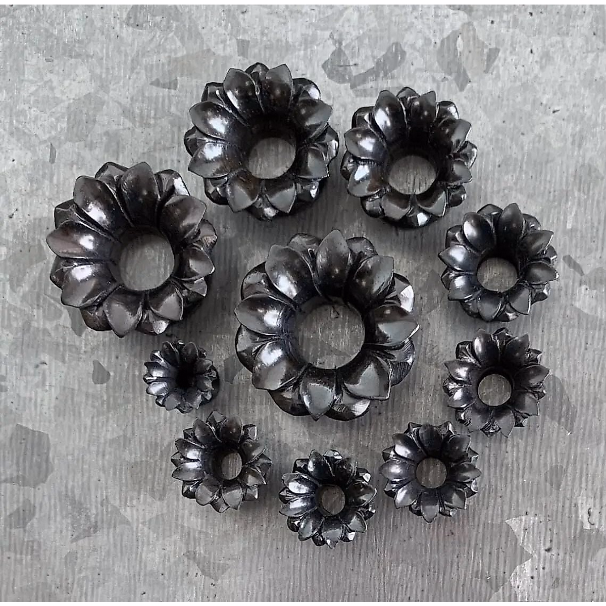 Lobal Domination PAIR of Lotus Flower Organic Areng Wood Tunnels Ear Plugs - Gauge Body Jewelry (1" (25mm))