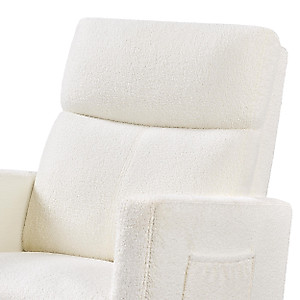 Yaheetech Boucle Living Room Chair, Modern Upholstered Rocking Accent Chair, Glider Chair Nursery Chair with Side Pocket and High Back Armchair for Living Room Bedroom Lounge, Ivory