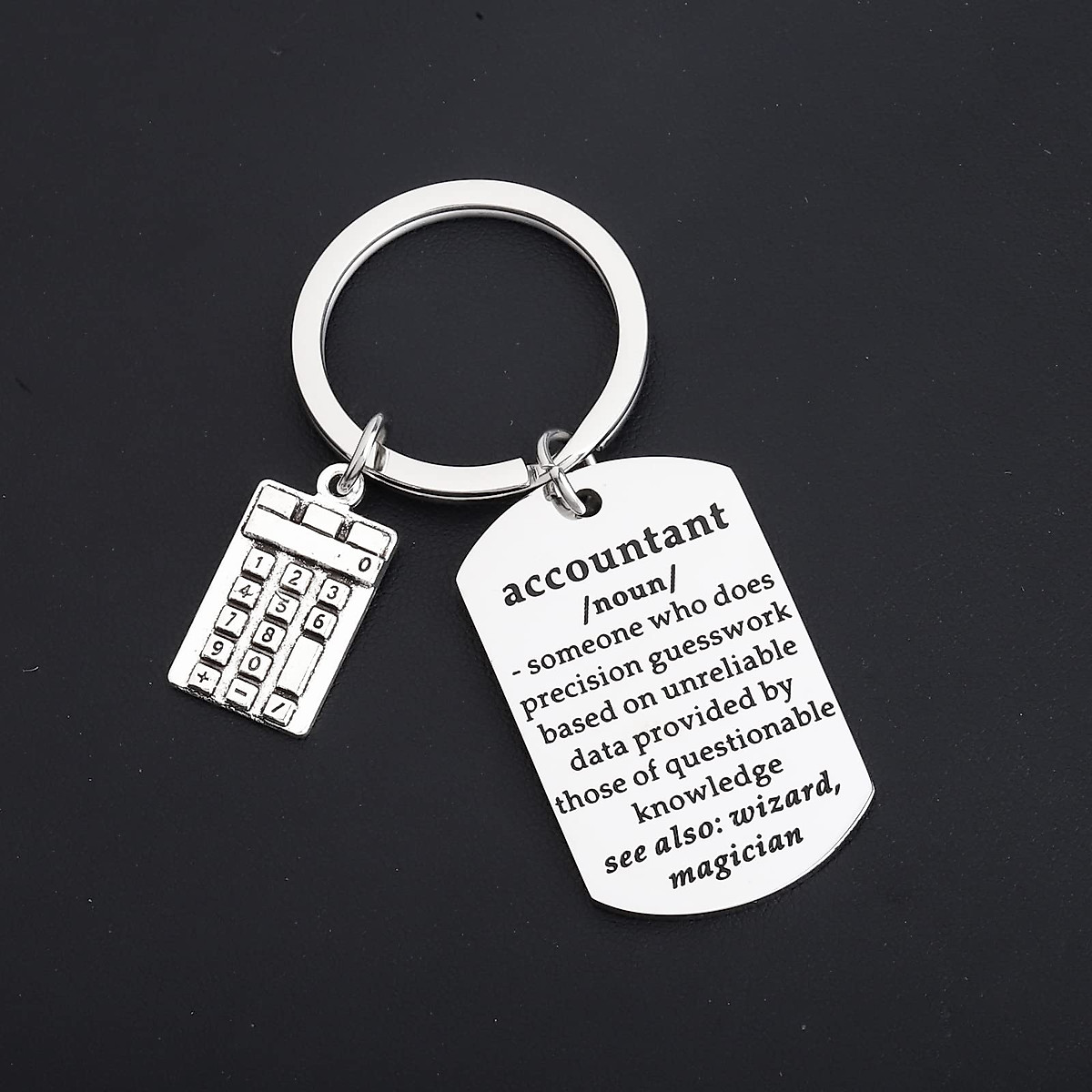 MAOFAED Stainless Steel Accountant Keychain - Perfect for Accountants' Birthday or Just Saying I Care