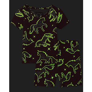 The Children's Place Baby Girls' and Toddler Snug Fit 100% Cotton Sleeve Top and Shorts 4 Piece Pajama Set, Lavendar Tie Dye, 4T