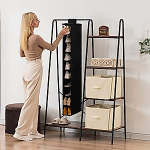 YOUDENOVA Hanging Shoe Organizer, 10-Shelf Closet Shoe Organizers, Hanging Shoe Storage, Black