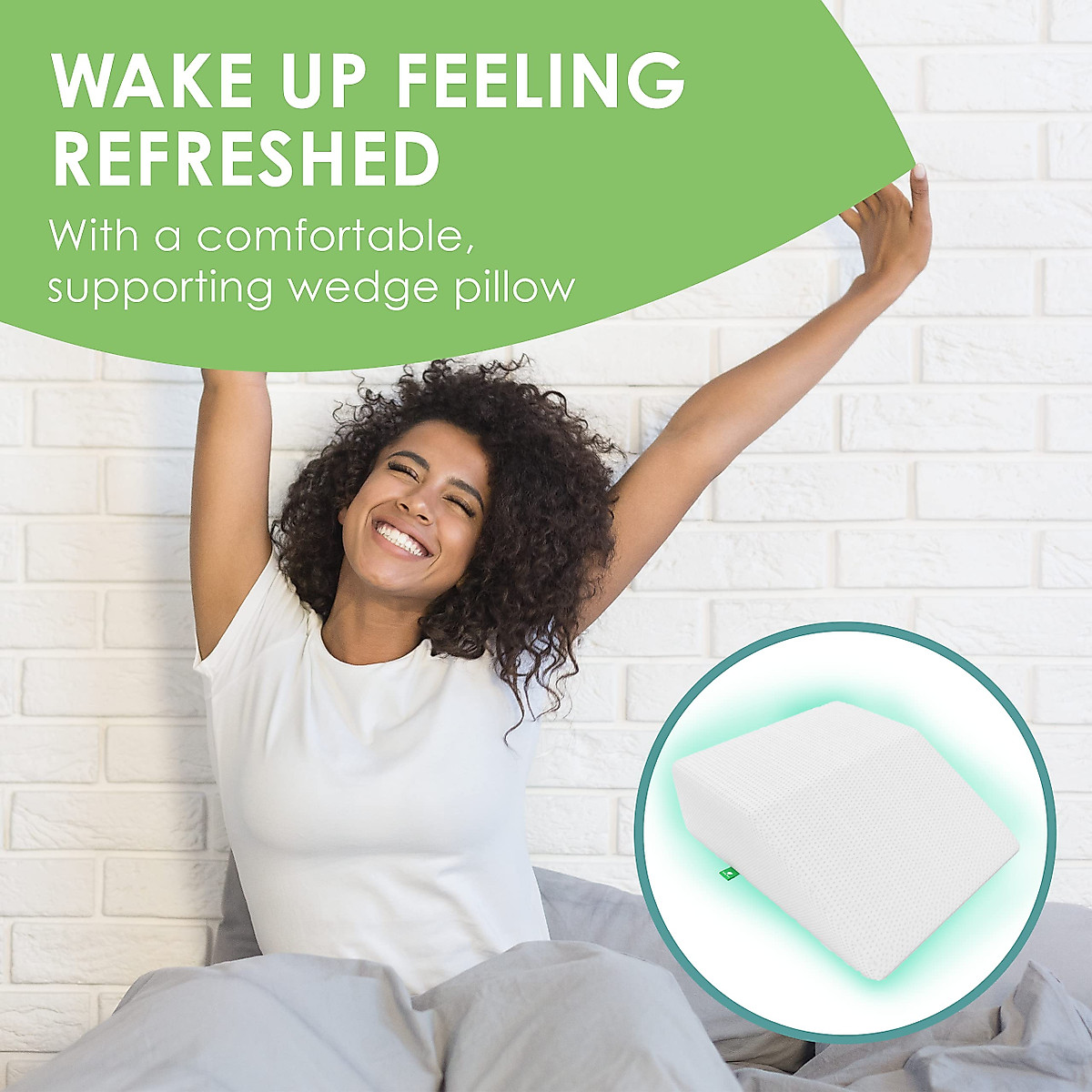 Cushy Form Wedge Pillows - 8 Inch Leg Pillows for Sleeping, Post-Surgery, Back, Hip and Knee Discomfort w/Washable Cover - White