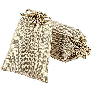KUPOO Burlap Gift Bags Wedding Hessian Jute Bags Linen Jewelry Pouches with Drawstring for Wedding Party,DIY Craft and Christmas (Natural, 5X7 Inch (30pcs))
