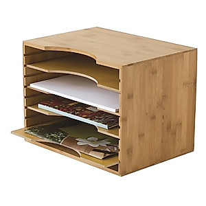 Lipper International 811 Bamboo Wood File Organizer with 4 Dividers, 12 3/4" x 9 1/4" x 9 1/2"