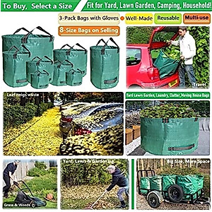 Professional 3-Pack 106 Gallons Lawn Garden Bags (D31, H31 inches) Reusable Yard Leaf Waste Bags with Coated Gardening Gloves - Storage Bag,Patio Bag,Laundry Container,Trash Can with 4 Handles