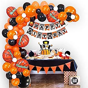 Homond Basketball Party Decorations Supplies, Basketball Birthday Decorations, Basketball Balloons Garland, Sports Theme Supplies, Basketball Banner, Cake Topper