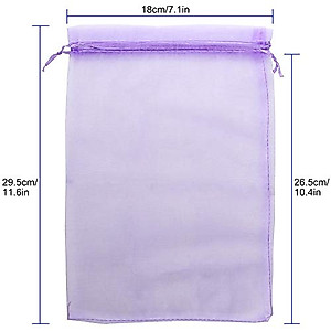 ZOEYES 200pcs Organza Bags 8x12 Inch Sheer Drawstring Organza Gift Bag Purple Organza Bags for Festival Wedding Party Favor Candy Toys Pouches