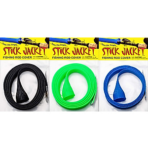 RITE-HITE Orin Briant Stick Jacket Fishing Rod Covers 3 Pack - Casting Black, Neon Green, & Blue; Keep Your Rod Safe and from Getting Tangled……