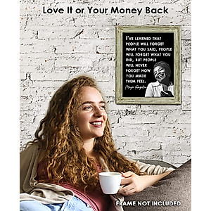 Inspirational Wall Art Poster "People Will Forget…", Maya Angelou 8x10 Black, Motivational Wall Art & Positive Affirmations Wall Decor for Bedroom, Teen Girl, Boy & Office Decor for Men, Women