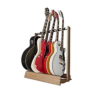 String Swing Guitar Stand, Multi Guitar Rack for Acoustic, Electric, Bass Guitars, Hand Welded Steel & Oak Hardwood, Padded Guitar Holders, Guitar Stands Floor - USA Made