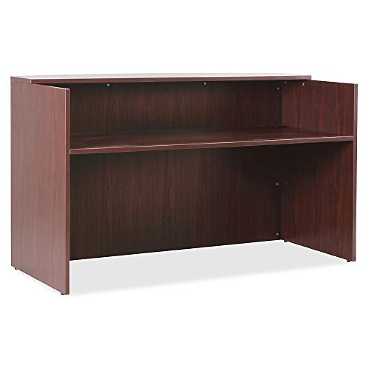 Lorell 59582 Essentials Reception Desk, Mahogany Laminate
