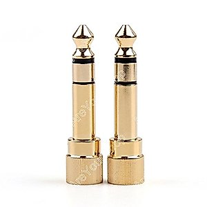 2 Pcs Adapter Brass Gold 1/4" 6.35mm to 3.5mm Plug Stereo Audio Headphone Screw mi