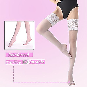 G&Y Thigh High Stockings with Silicone - 15D Sheer Lace Top Nylon Stay Up Pantyhose for Women