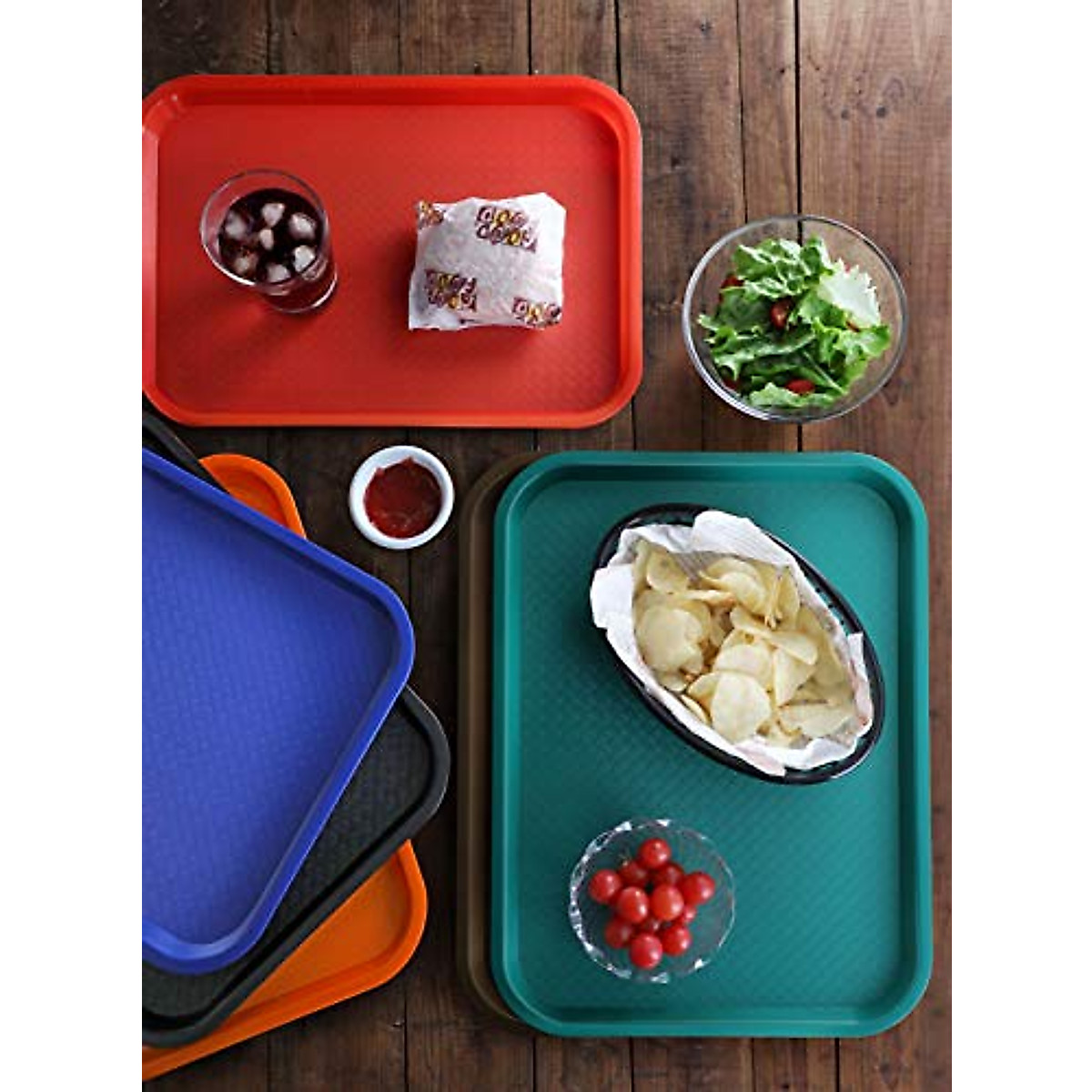 New Star Foodservice 24333 Fast Food Tray, 10.5 x 13.5, Black, Set of 12