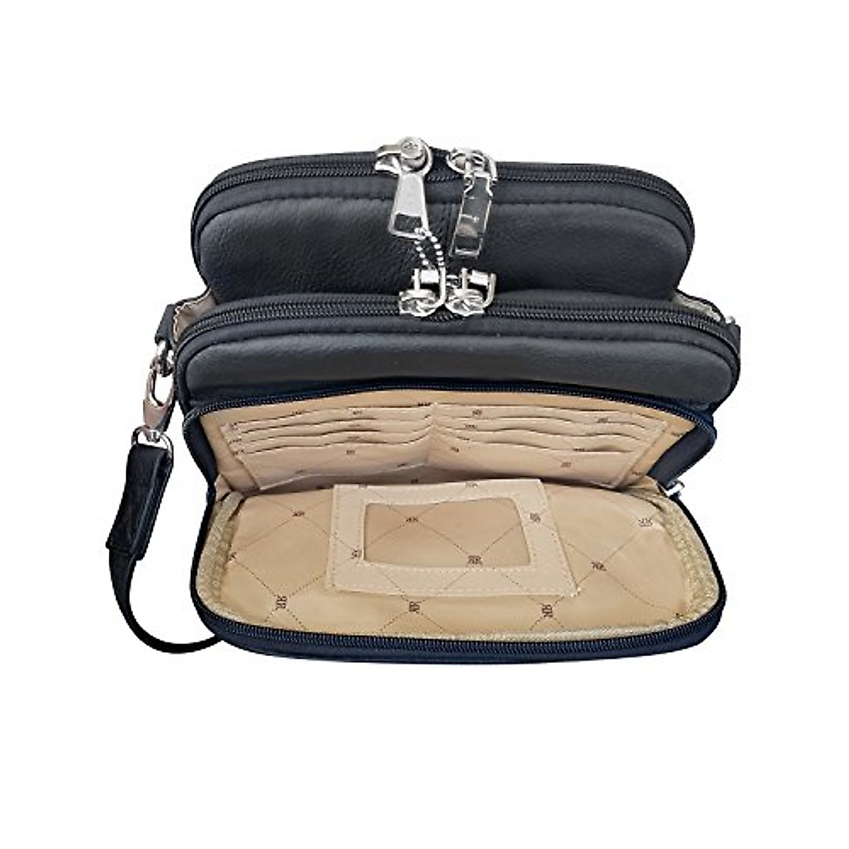 Roma Leathers Square Leather Cross body Bag Men & Women Conceal Carry Gun Purse (Black)