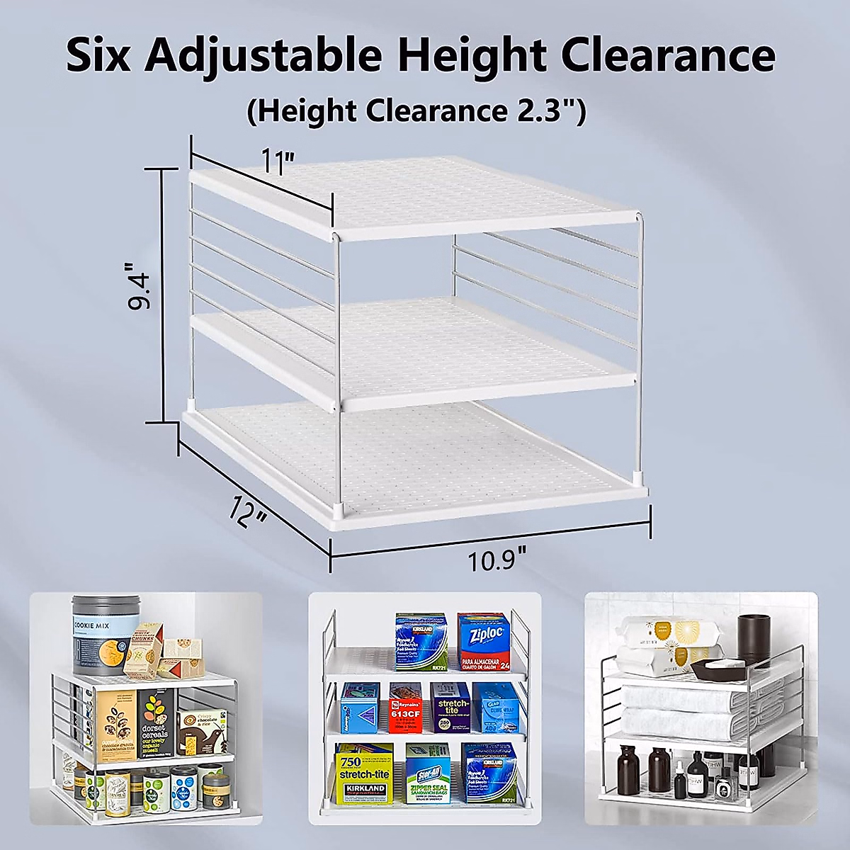 WANCHIY Upgraded Cabinet Organizers and Storage -Divided Compartment Holder for Plastic Bag, Wrap, Foil, Snack and Box for Kitchen Organization and Storage-Under Sink Organizers and Storage Suitable