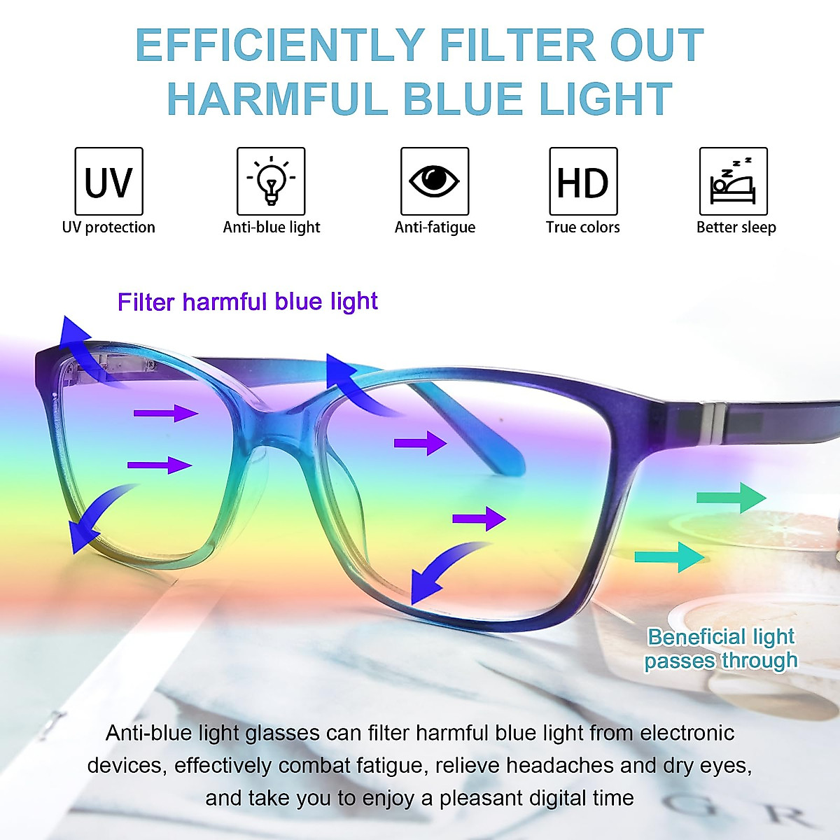 STASTEND 4 Pack Progressive Multifocus Reading Glasses for Women Men Spring Hinge Blue Light Blocking Readers (MIX, 1.50, x)